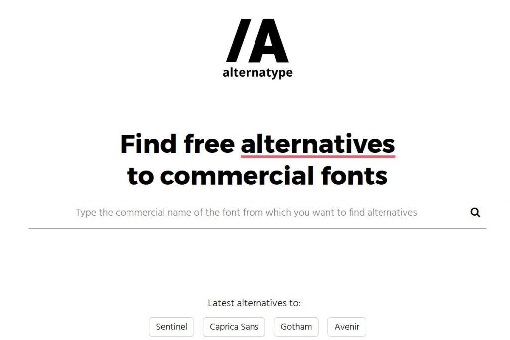Alternatype, trovare font gratuiti alternativi a quelli commerciali