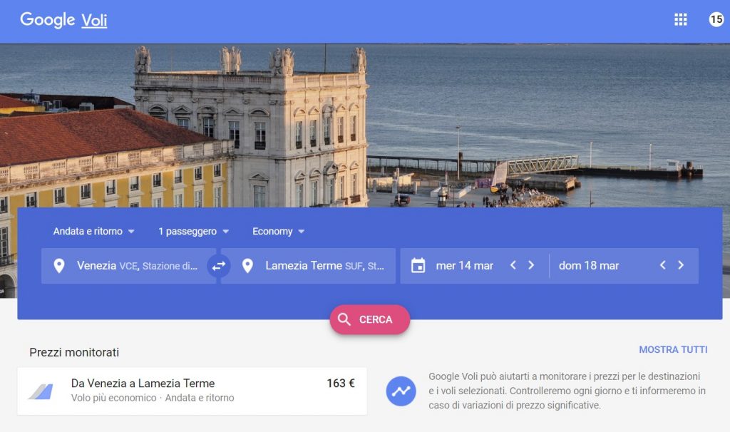 Trovare il volo più economico con Google