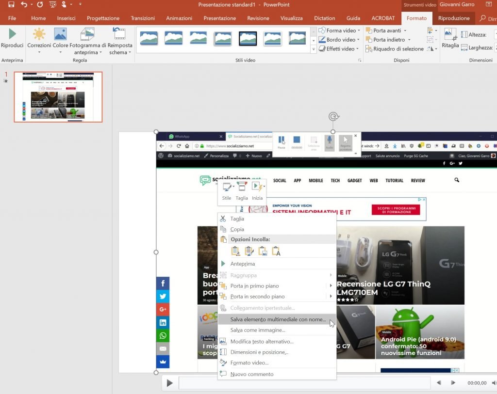 Usare PowerPoint come desktop recorder